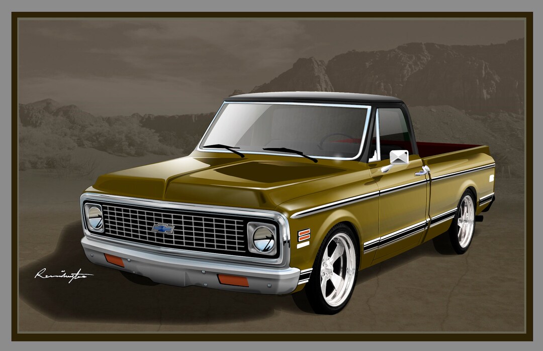 1970-72 Chevrolet C-10 Pick-up Truck - Print of Digital Drawing - Etsy