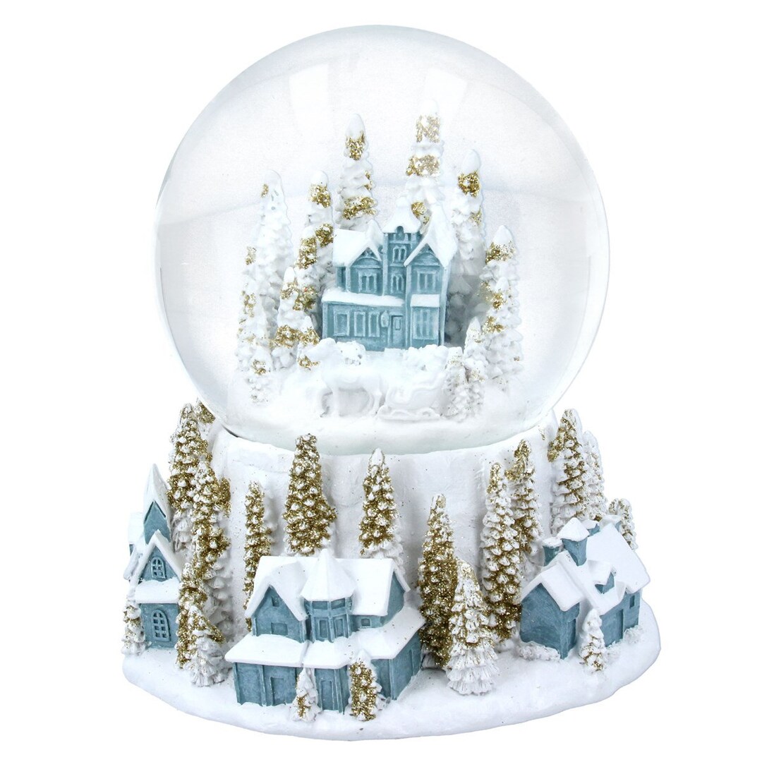 Gisela Graham Snow Globe Traditional Christmas 16 Cm Blue Village - Etsy