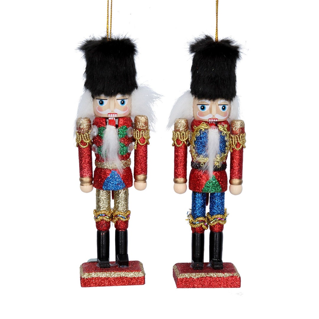 Gisela Graham Christmas Wooden Decoration 15cm Glitter Nutcracker Faux ...