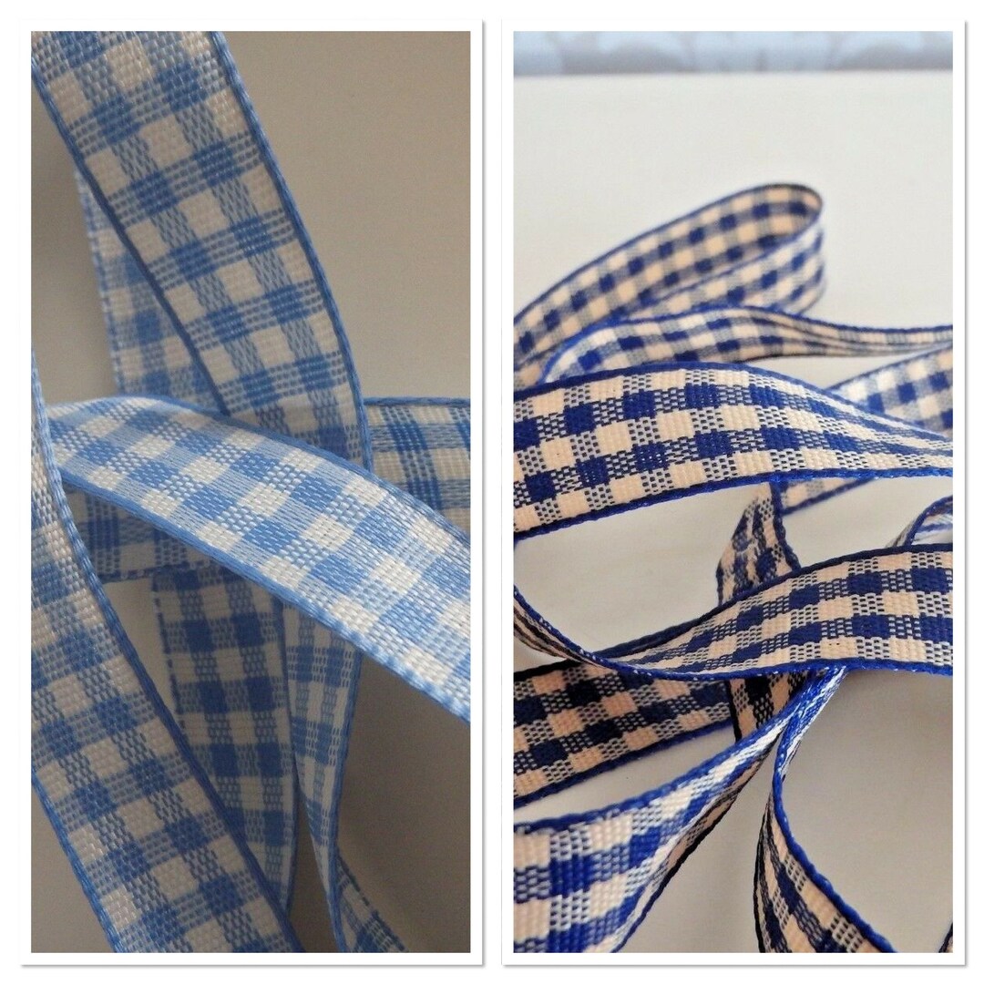 East of India Blue Gingham Ribbon 16mm All Lengths Crafts - Etsy