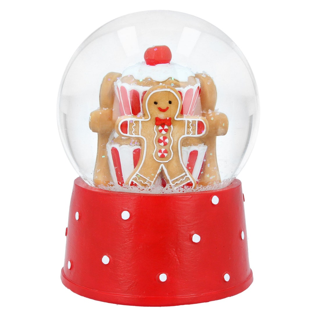 Gisela Graham Christmas Musical Snow Globe Gingerbread Men/cupcake 13cm ...