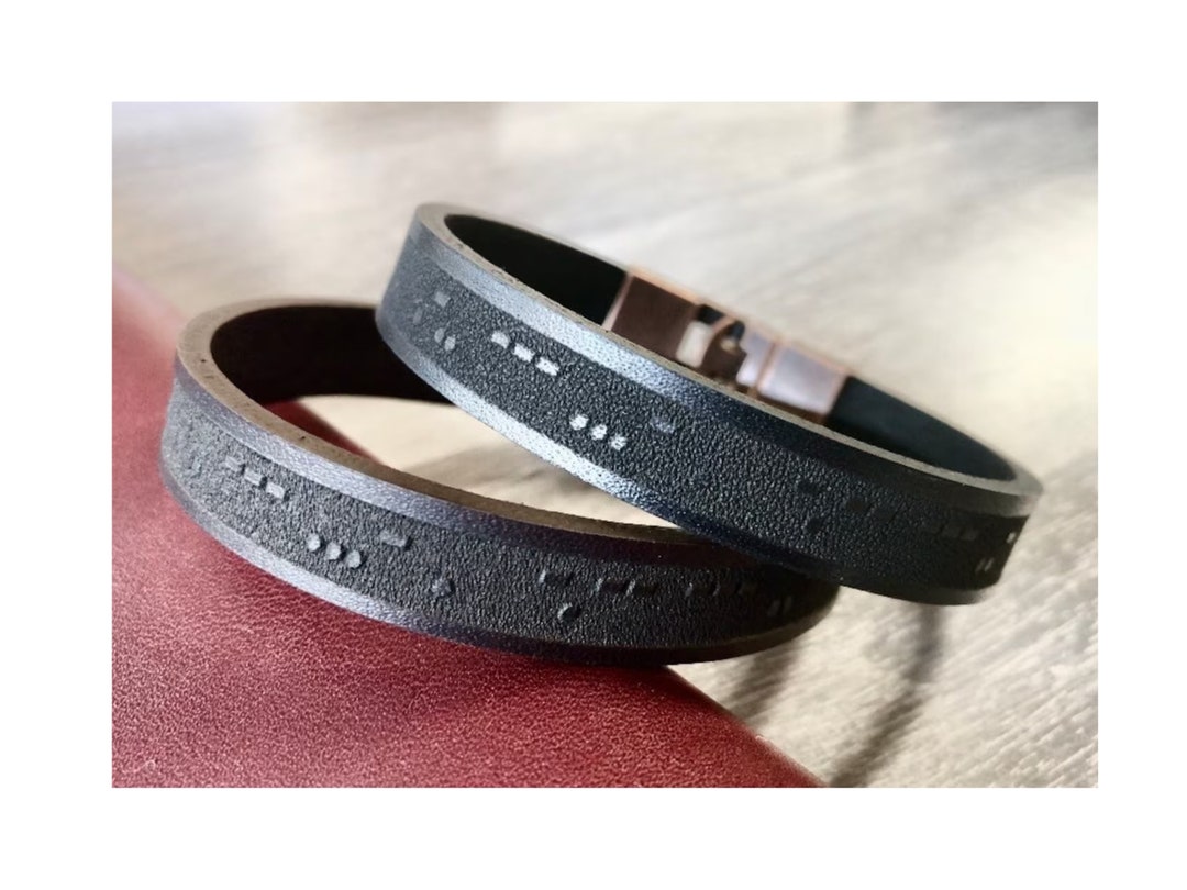 Personalized Men's Bracelet 3D Morse Code Real Leather Bracelet ...