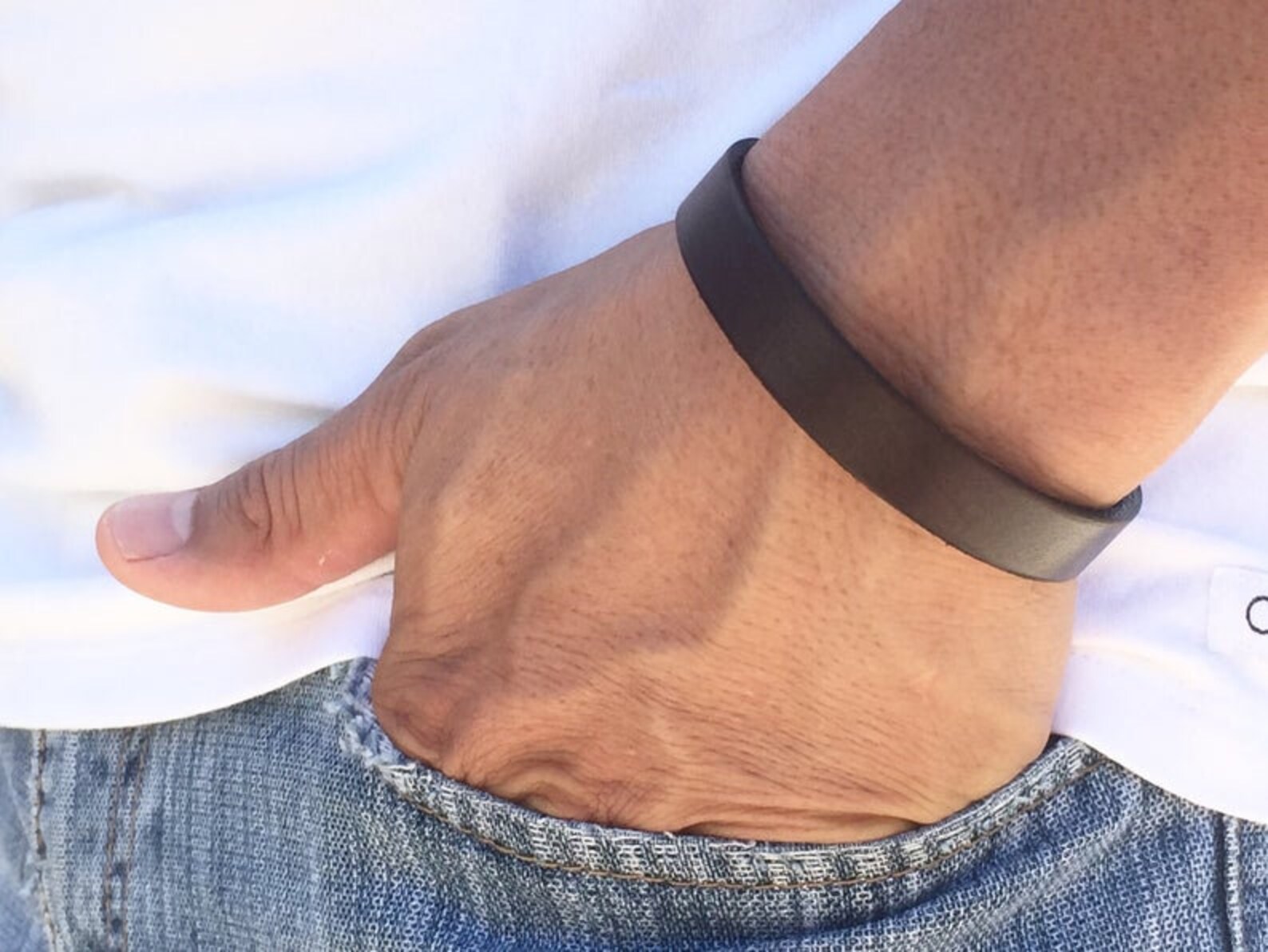 Double-sided Engraved Sound Wave Leather Bracelet Men Leather - Etsy