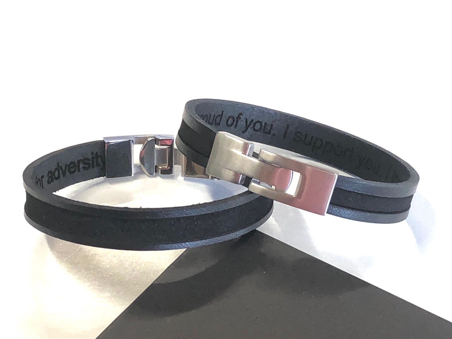 Personalized Hidden Message Leather Bracelet, Engraved Men's Gift Ideas ...