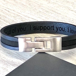 Personalized Hidden Message Leather Bracelet, Engraved Men's Gift Ideas ...