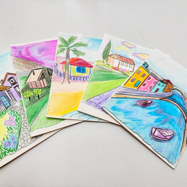 Hand Drawn Cards - Etsy