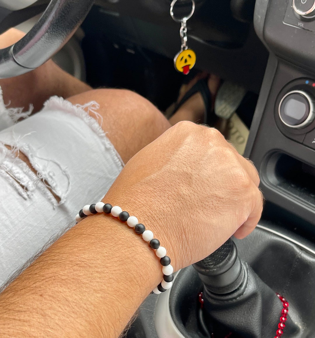 Black White Agate Man Bracelet 6 Mm - Etsy