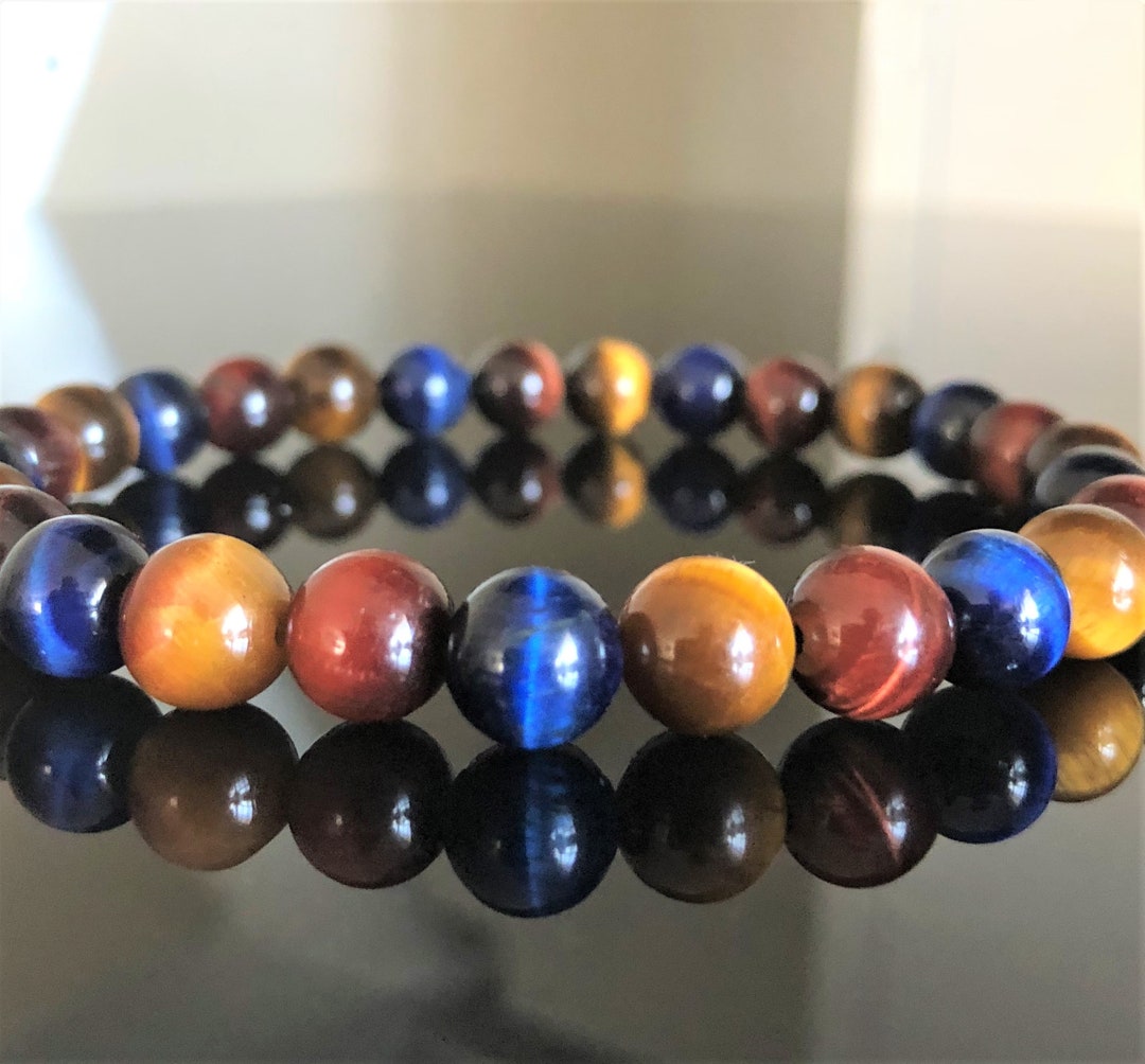 Multi-color AAAA Quality Tiger Eye Bracelet/ Blue, Honey, Red Tiger Eye ...
