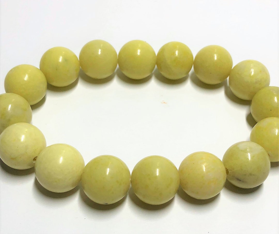 Genuine Lemon Jasper 10 Mm Men Bracelet/ Lemon Jasper Woman Bracelet ...