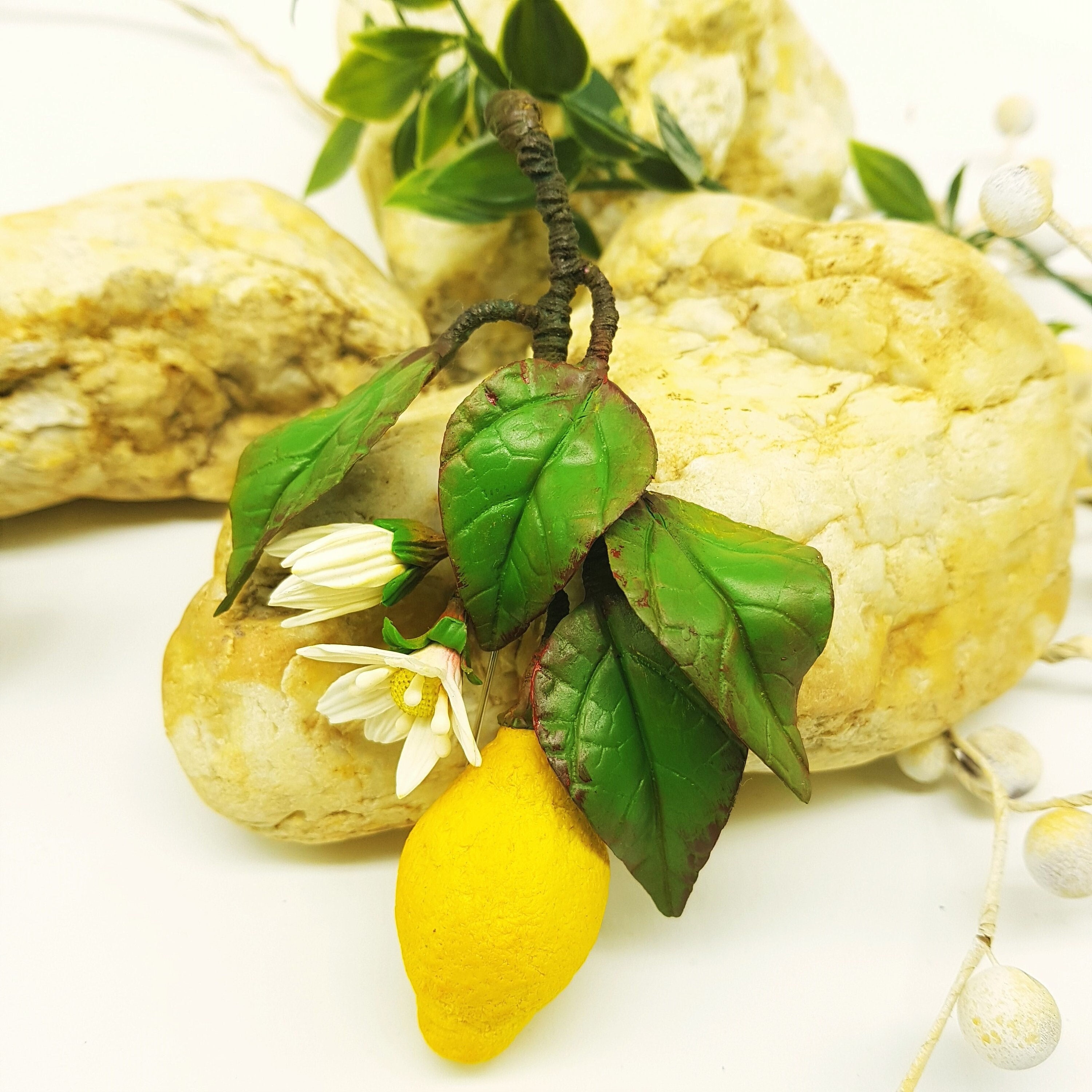 Brooch Lemon Brooch Lemon Jewelry Lemon Brooch Pin Botanic Brooch ...