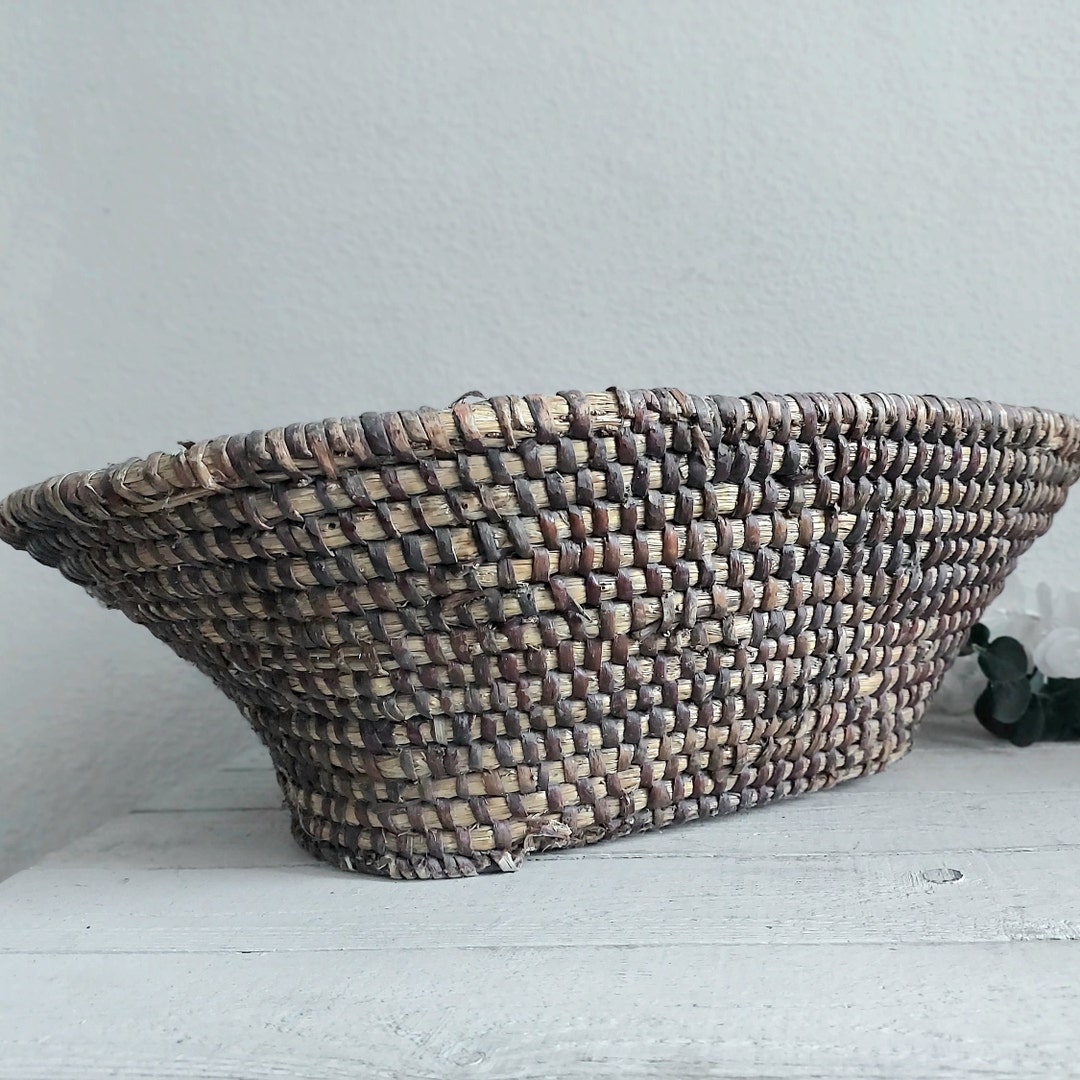 Old Big Antique Grass Rye Basket. Vintage Big Grain Storage. Primitive ...