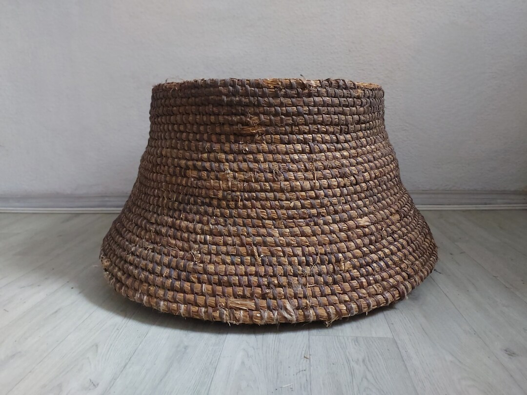 Old Antique Grass Rye Basket. Vintage Big Grain Storage. Primitive ...