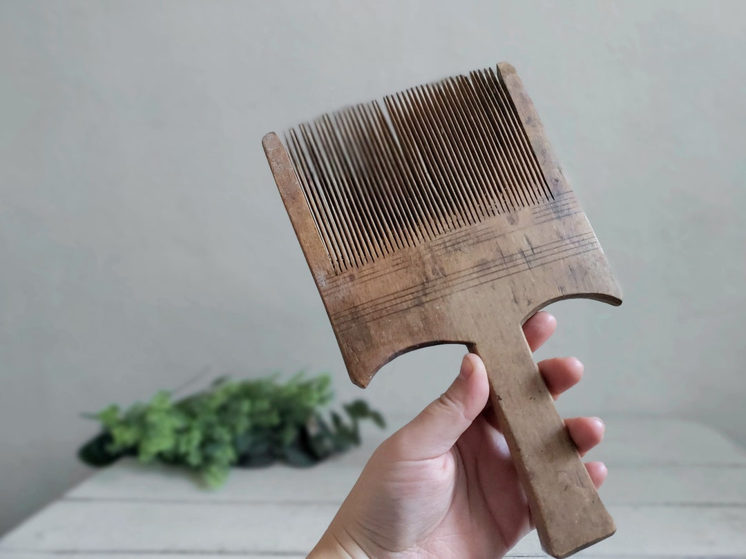 Antique Wooden Wool Comb With Handle Lovely Decoration. - Etsy