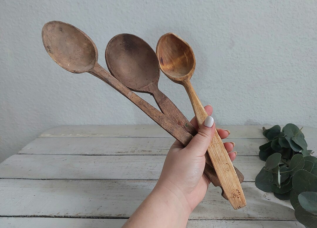Set of 3 Wooden Spoons. Primitive Country Style Kitchen Decor - Etsy