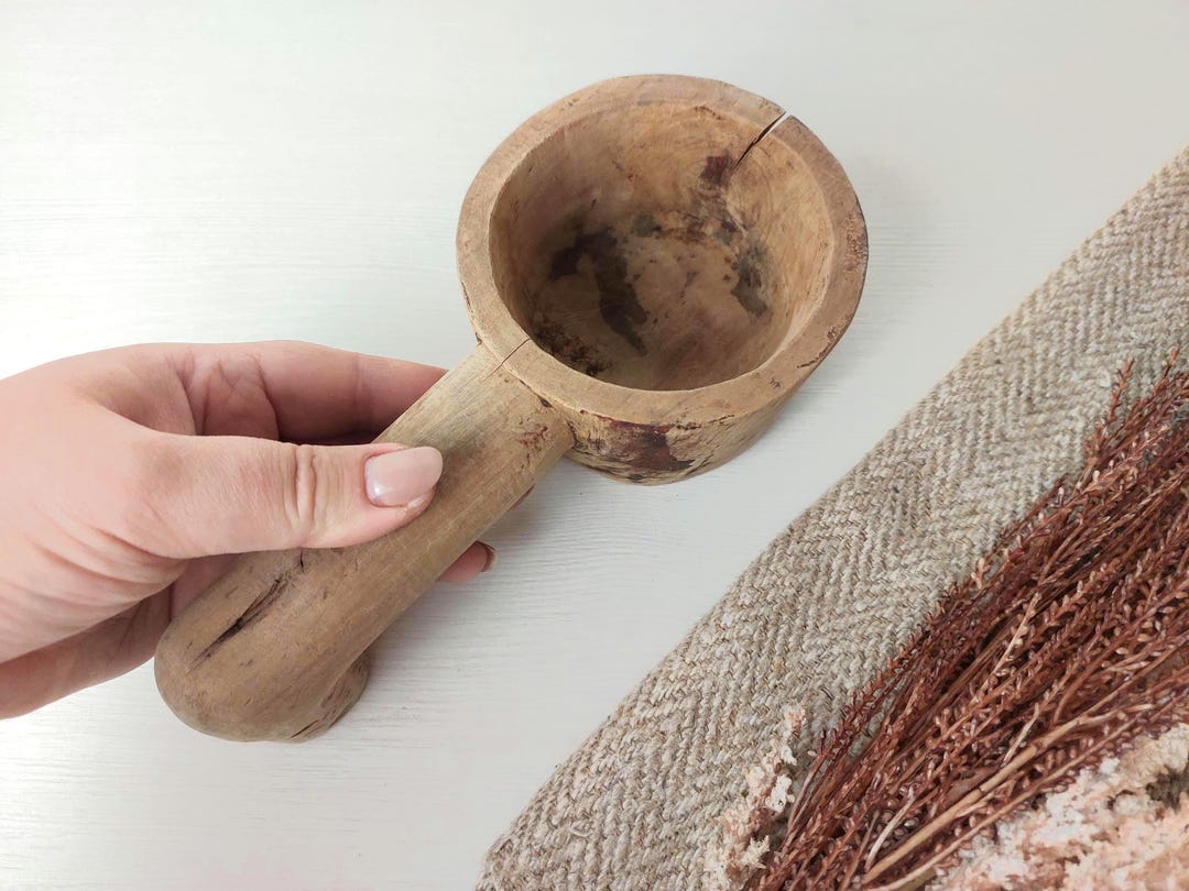 Handcrafted Wooden Ladle A Piece of History in Home Old Primitive ...