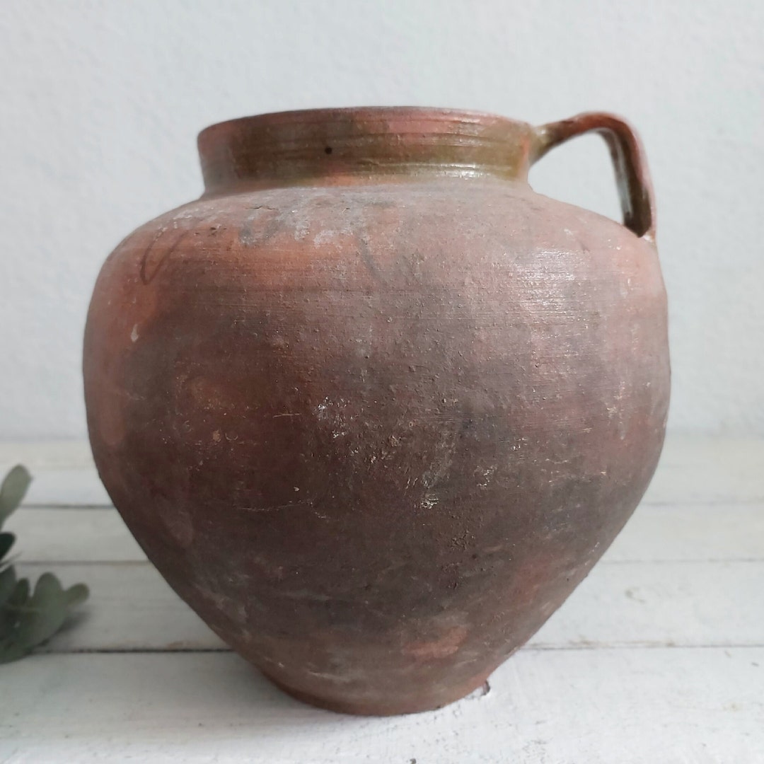 Antique Pottery Old Clay Black Pot. Wabi Sabi Farm House Rustic Décor ...