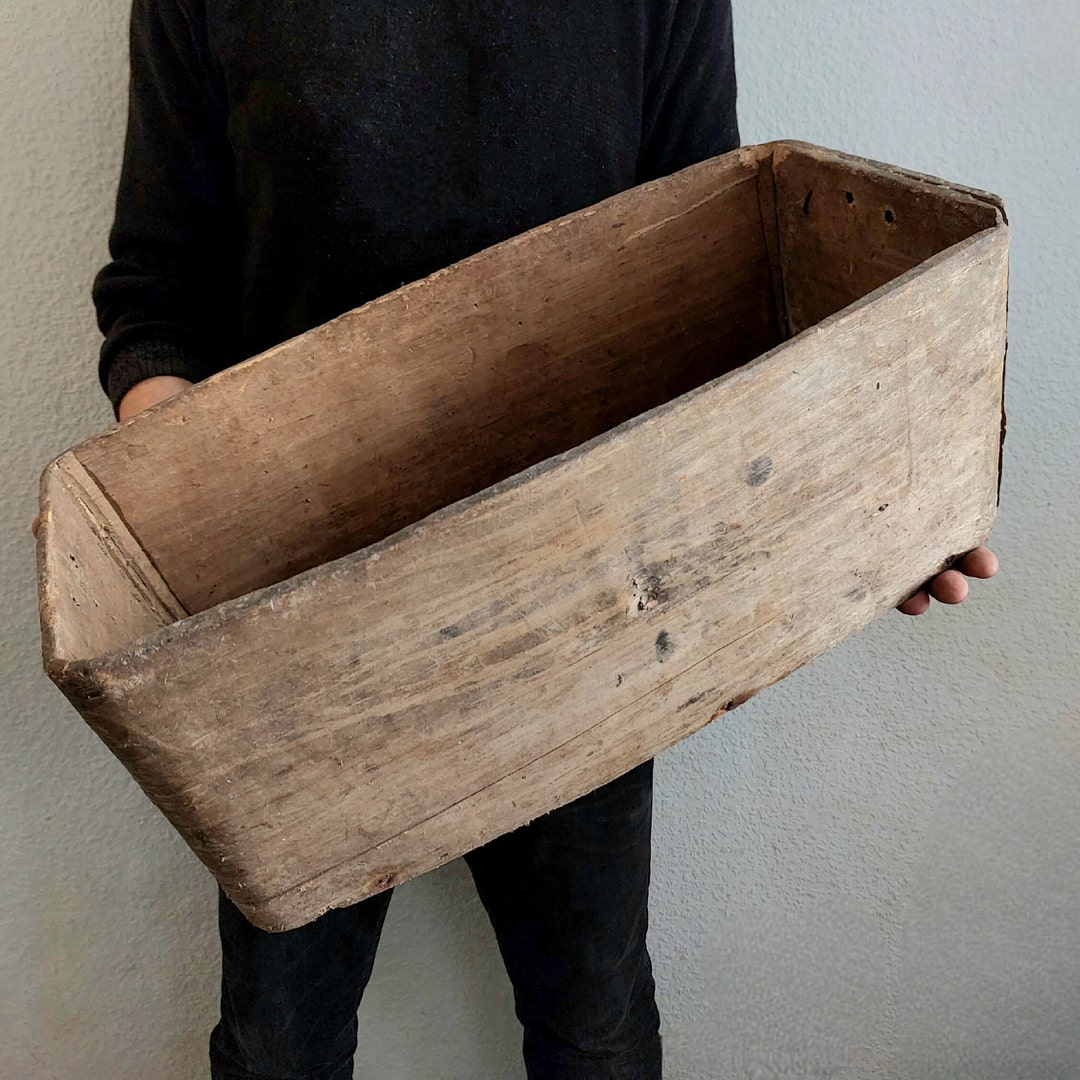 Old Antique Wooden Basket. Vintage Grain Storage. Primitive Farmhouse ...