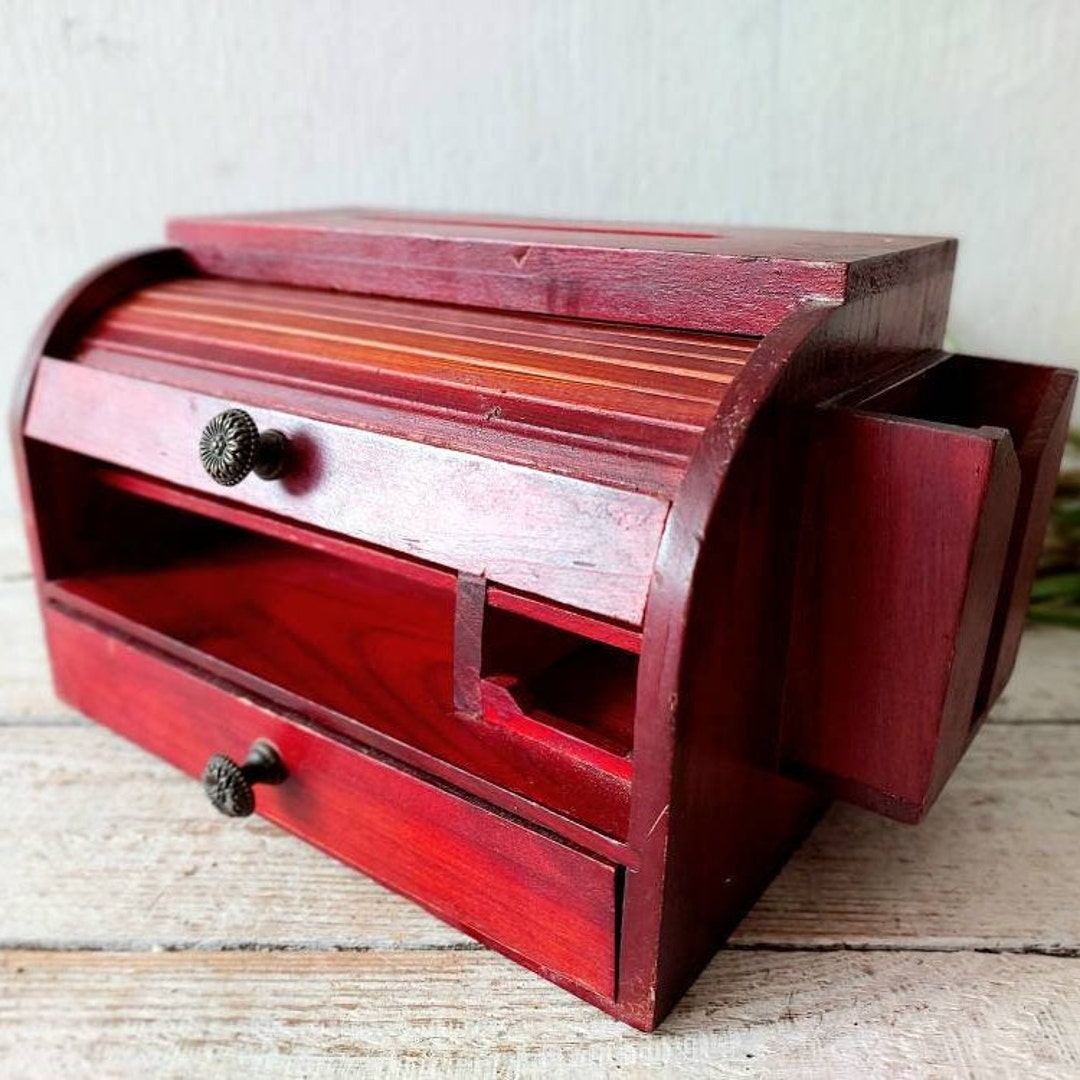 Vintage Wooden Tabletop Organizer. Vintage Wooden Desk Box Elegant and ...