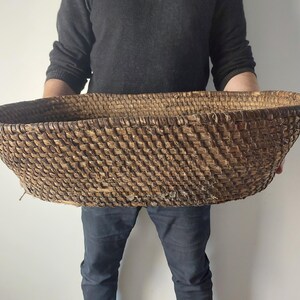 Old Antique Grass Rye Basket. Vintage Big Grain Storage. Primitive ...