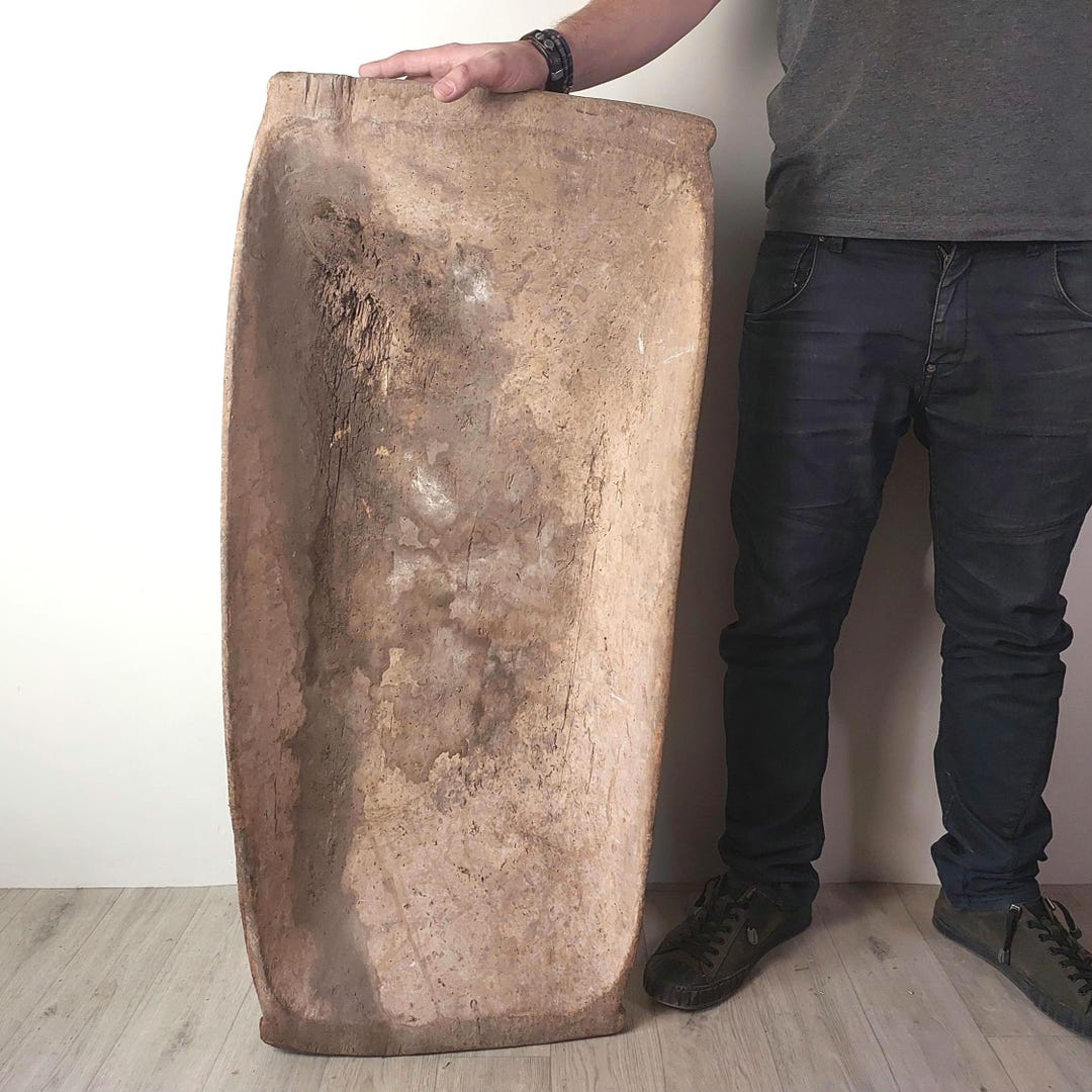 Big Vintage Hand Carved Wooden Trough. Old Primitive Farmhouse Bread ...