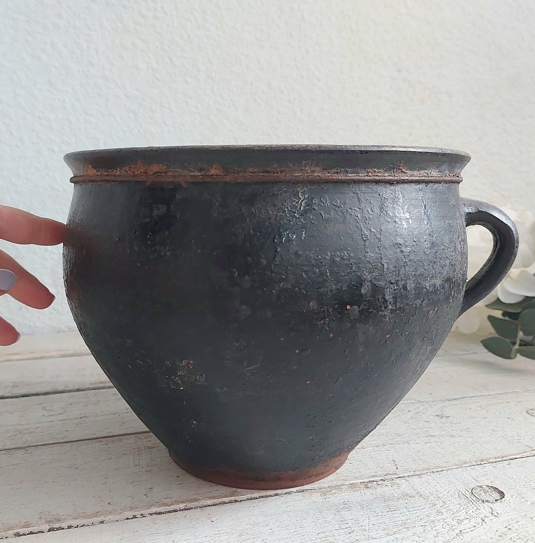 Big Vintage Clay Pot. Store Utensils or Planter, Flowerpot. Farm House ...