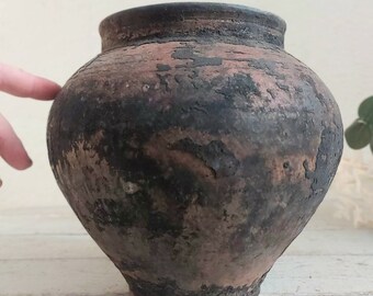 Antique Dusty Gray Ceramic Pot With Lid. Wabi Sabi Rare Old Pottery ...