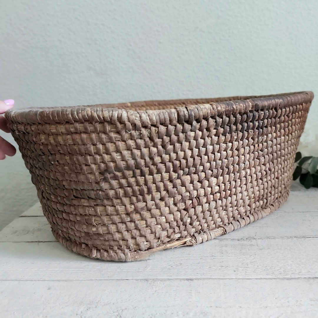 Old Big Antique Grass Rye Basket. Vintage Big Grain Storage. Primitive ...