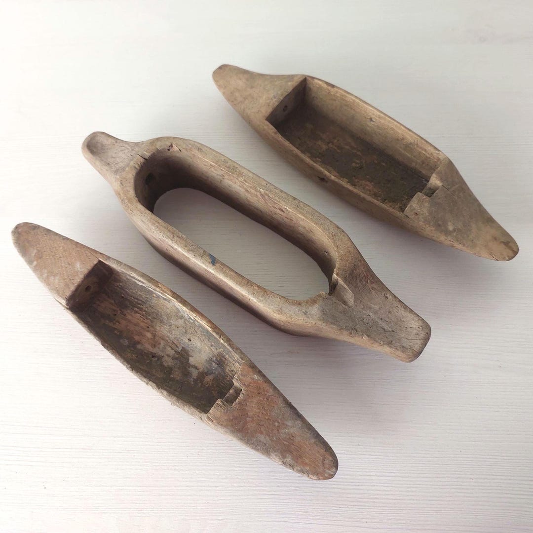Set of 3 Vintage Weaving Loom Shuttle. Wooden Weaving Boat. - Etsy