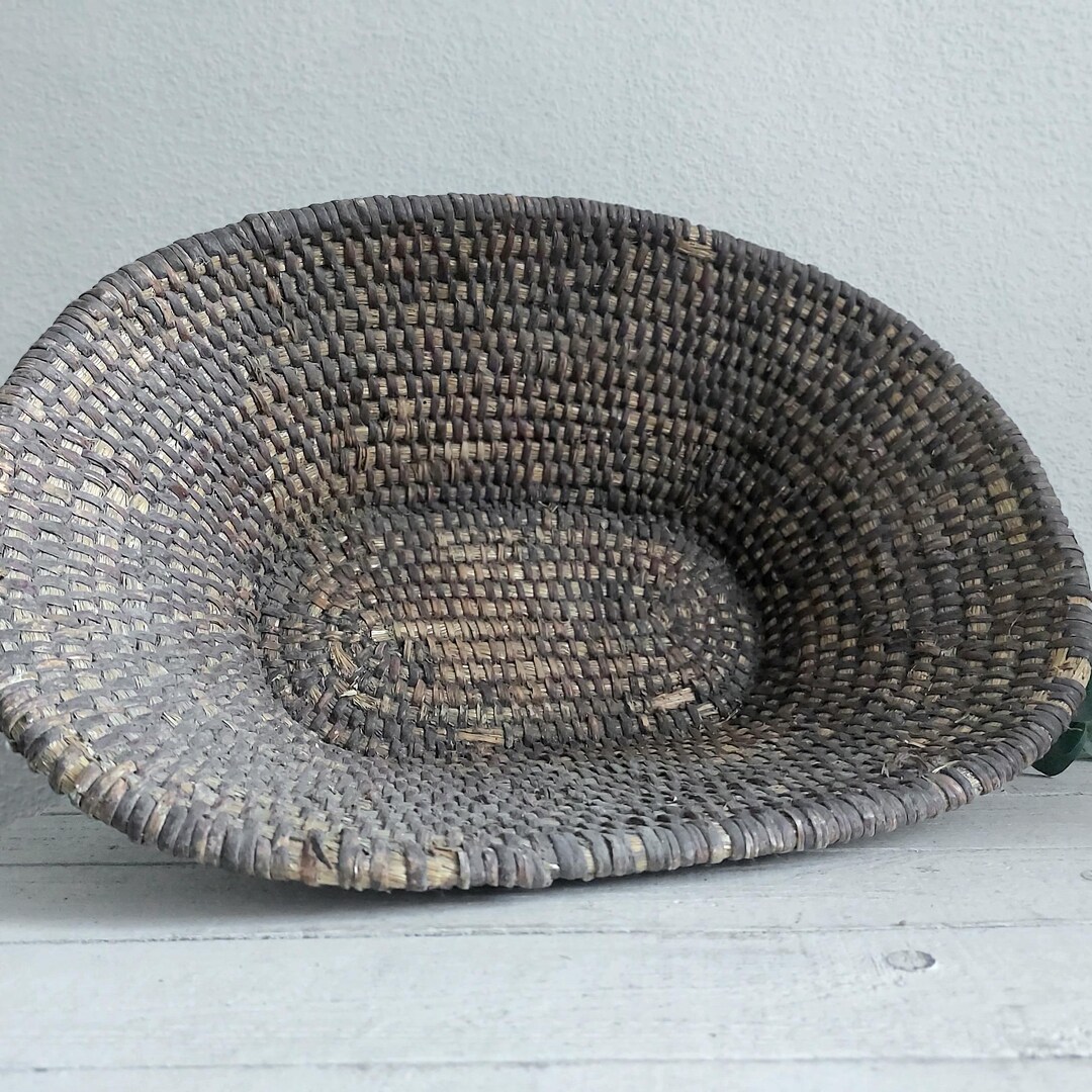 Old Antique Grass Rye Basket. Vintage Big Grain Storage. Primitive ...