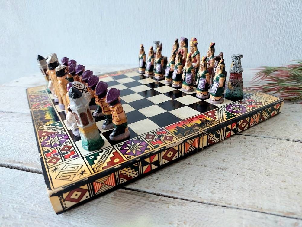 Rare Ceramic Colored Chess Set. Vintage Game Set Discovery of - Etsy