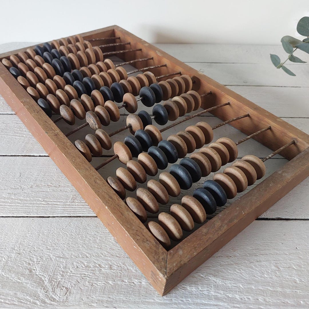 Vintage Bank Abacus. Old Wooden Calculator. Primitive Hand Carved ...