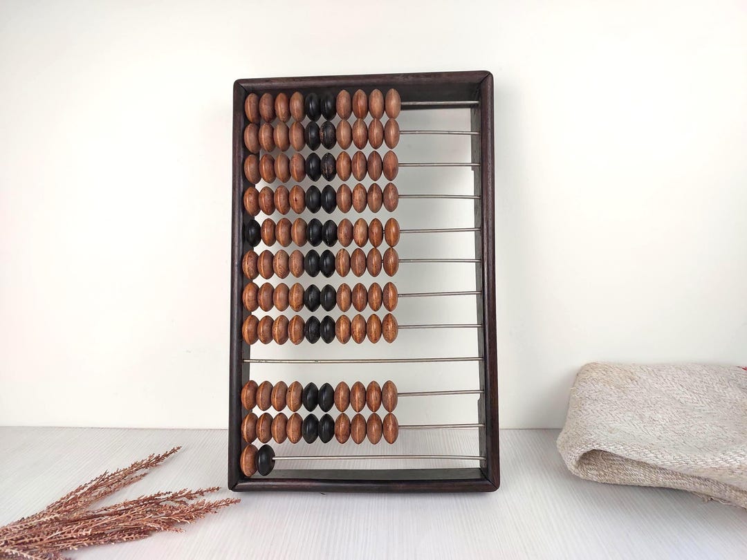 Vintage Bank Abacus Old Wood Calculator Primitive Hand Carved Country ...