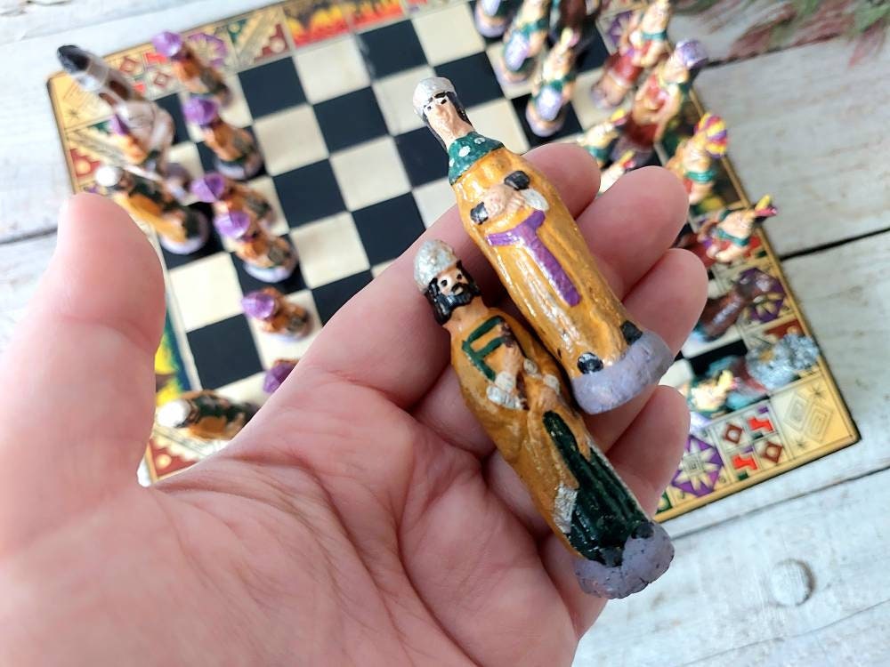 Rare Ceramic Colored Chess Set. Vintage Game Set Discovery of - Etsy