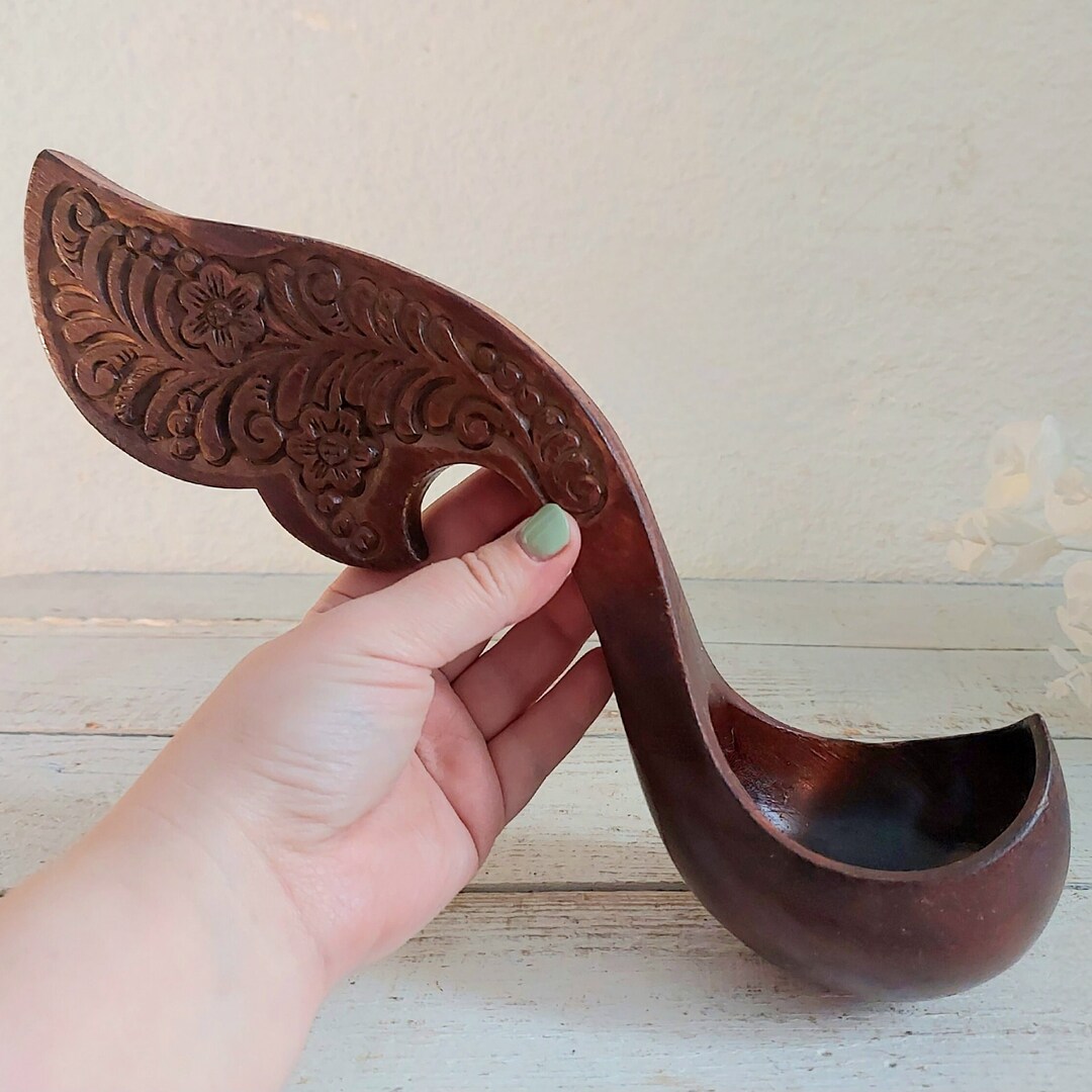 Handcrafted Vintage Oversized Wooden Ladle. Rustic Kitchen Treasure ...