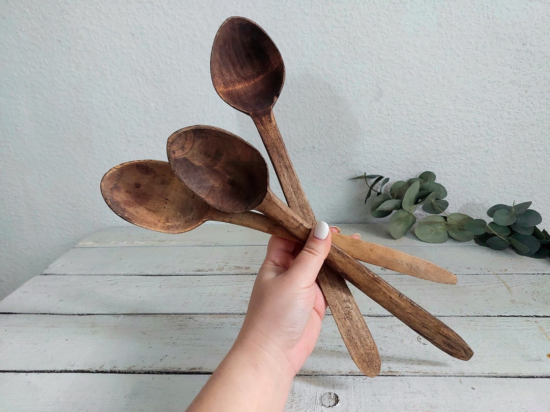 Set of 3 Wooden Spoons. Primitive Country Style Kitchen Decor - Etsy