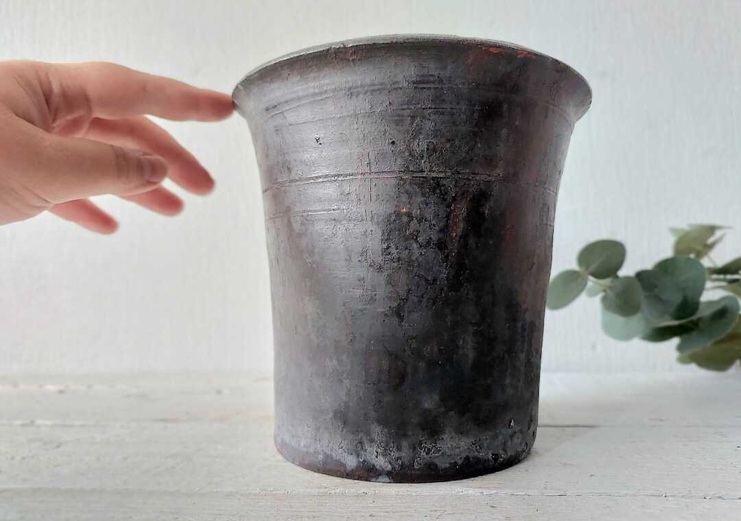 Rustic Black Ceramic Pot With Farm House Charm. Wabi Sabi Pottery. - Etsy