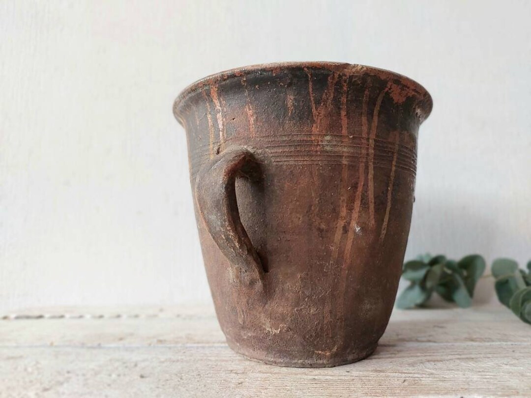 Big Vintage Clay Pot. Store Utensils or Planter, Flowerpot. Farm House ...