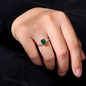Pear Shaped Emerald Ring Unique Rose Gold Engagement Ring Teardrop ...