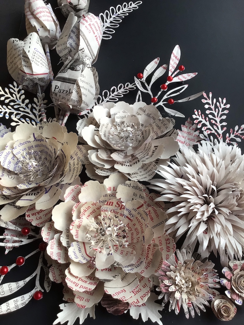 Flower Wall Art Handcrafted Vintage Roses Mum Paper Floral Arrangement ...