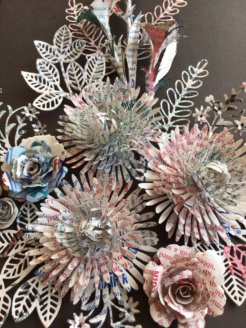 Shadow Box Frame 3D Paper Flower Wall Art Handcrafted Vintage Prints ...