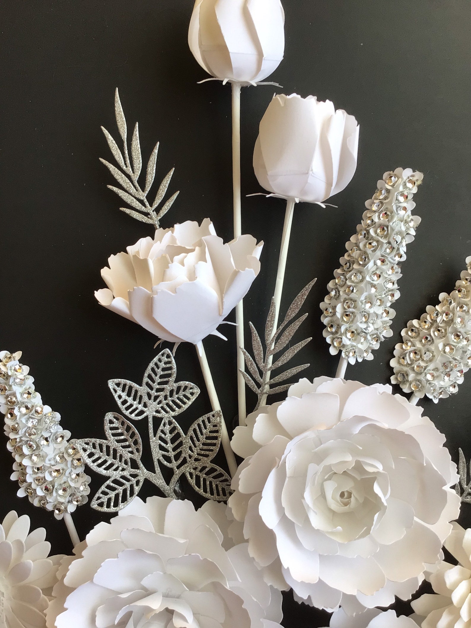 Wall Art Handcrafted Peonies Mum Orchids 3D Flower Floral Arrangement ...