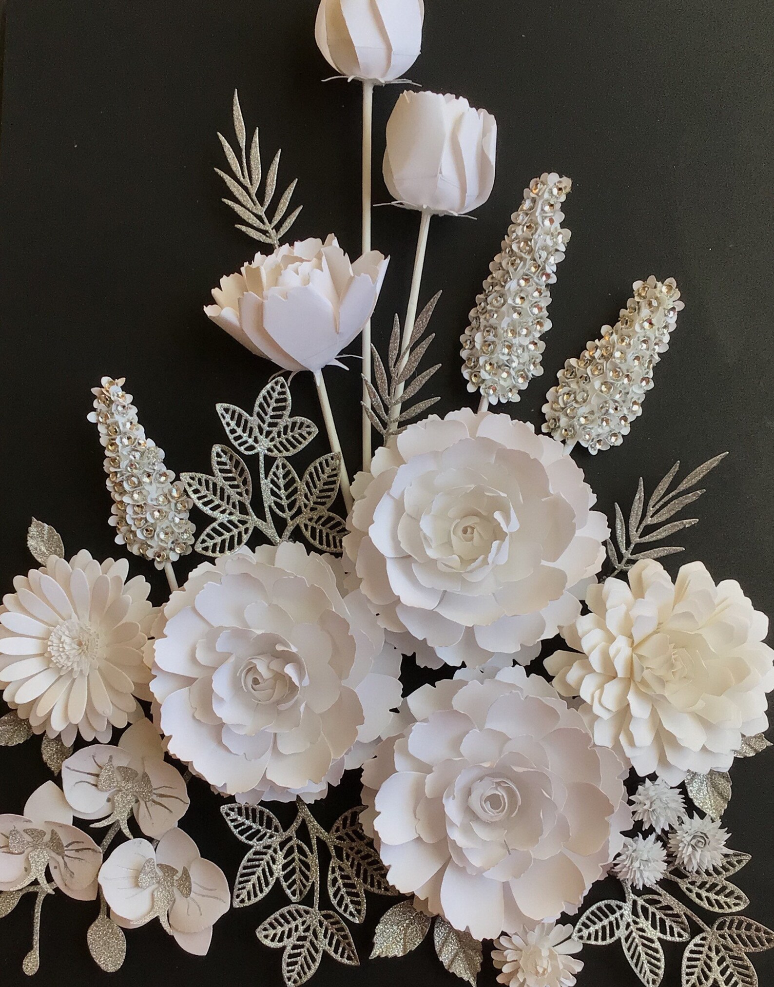 Wall Art Handcrafted Peonies Mum Orchids 3D Flower Floral Arrangement ...