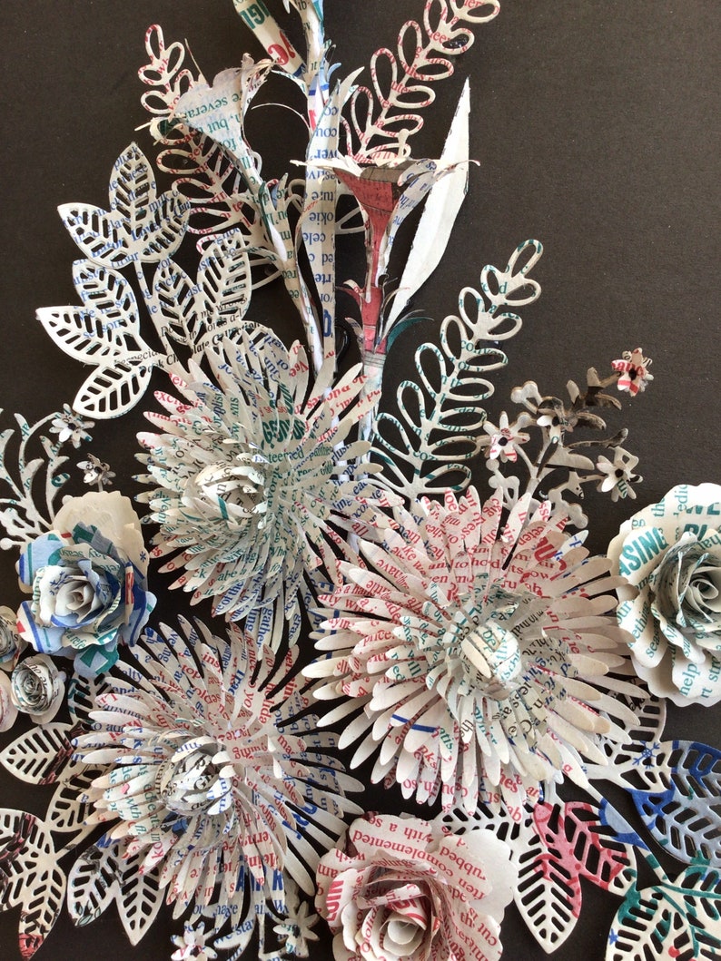 Shadow Box Frame 3D Paper Flower Wall Art Handcrafted Vintage Prints ...