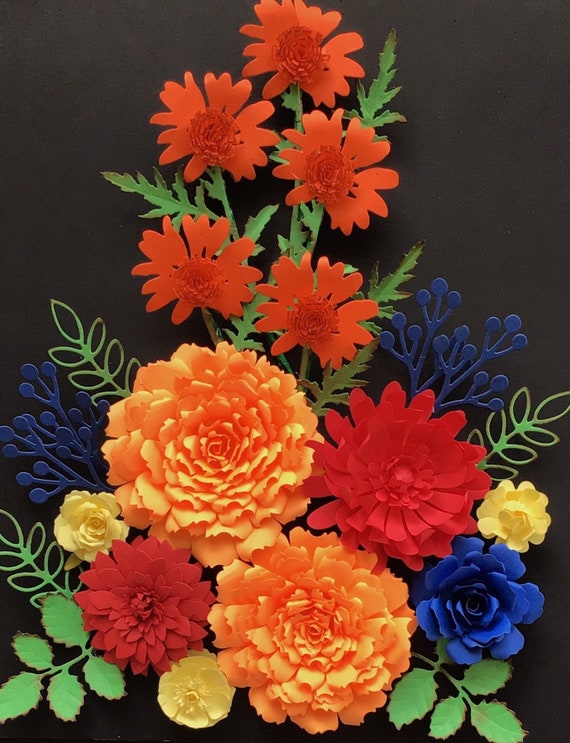 3D Flower Wall Art Handcrafted Multicolor Rose Mum Floral | Etsy