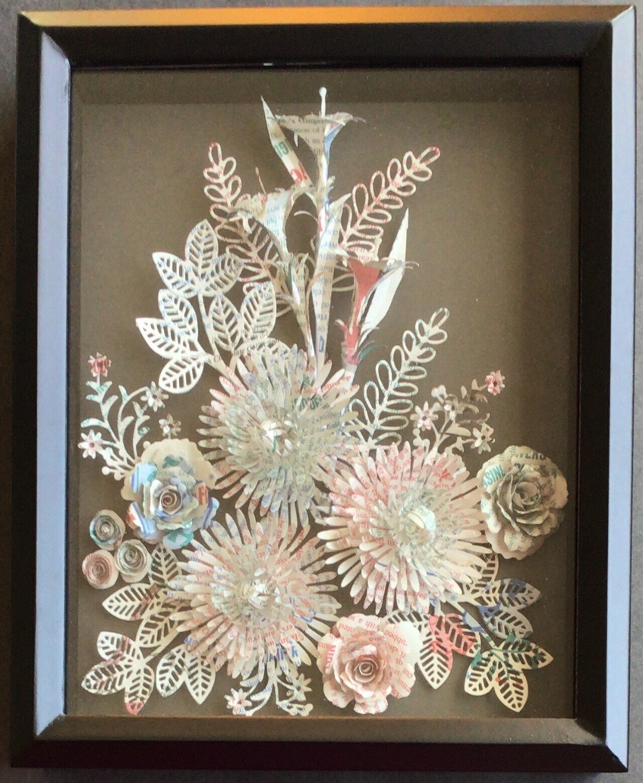 Shadow Box Frame 3D Paper Flower Wall Art Handcrafted Vintage Prints ...