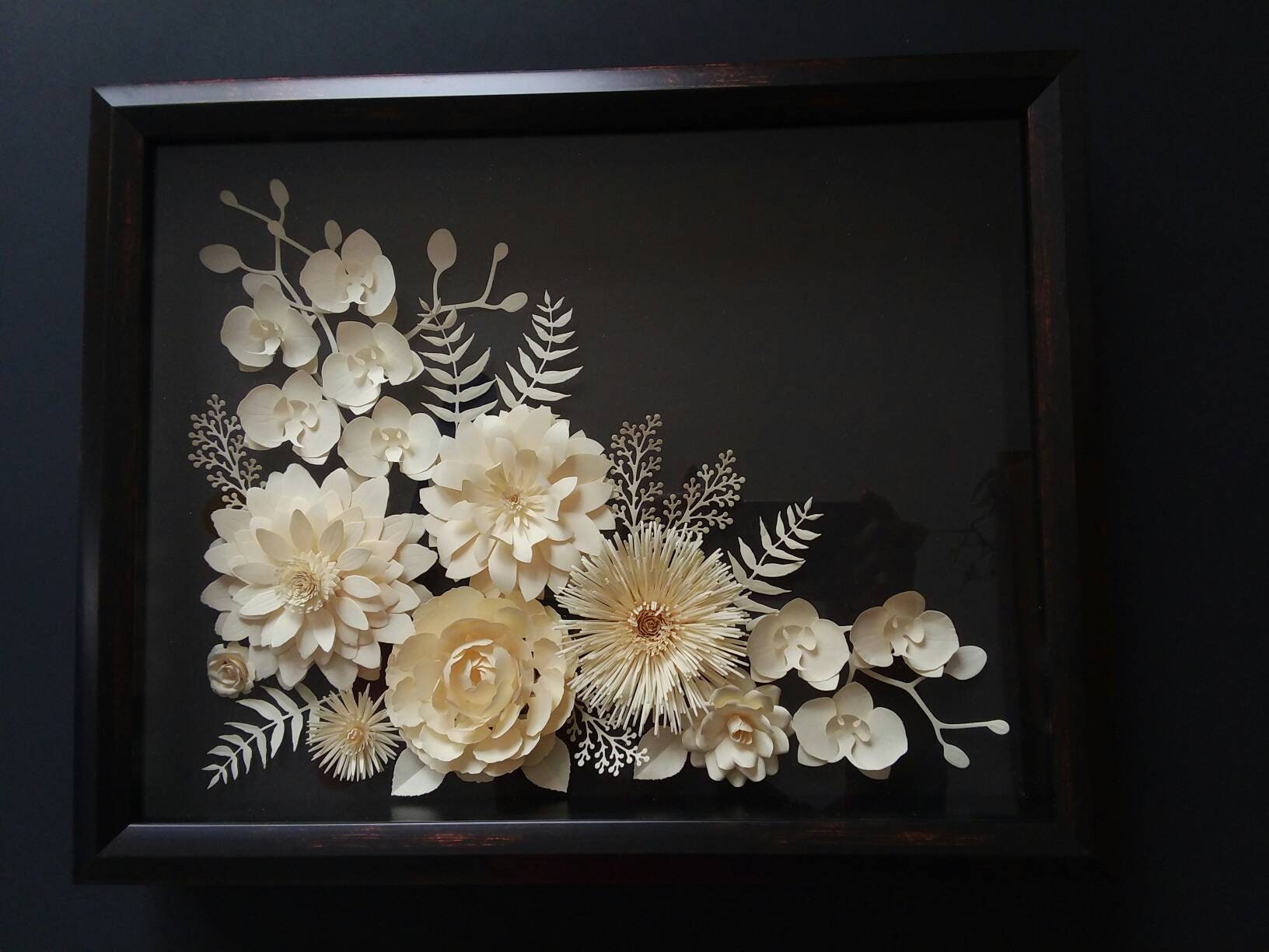 Orchids Roses Lilies Mum 3D Handcrafted Paper Floral Arrangements Wall ...