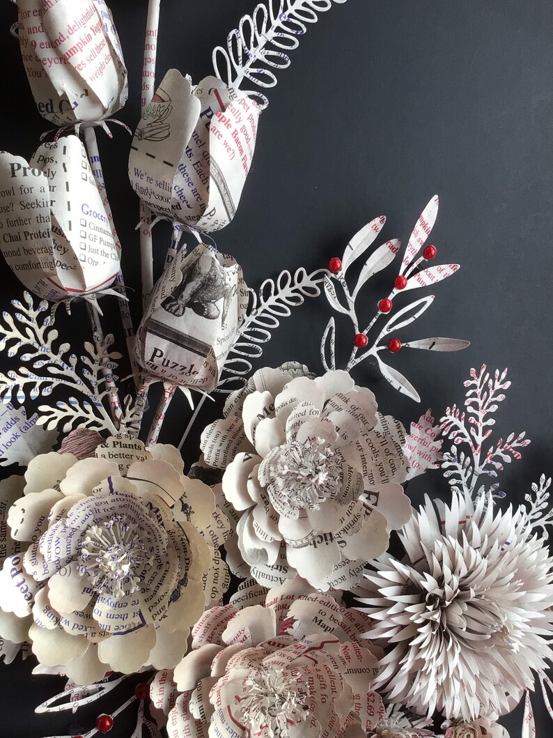 Flower Wall Art Handcrafted Vintage Roses Mum Paper Floral Arrangement ...