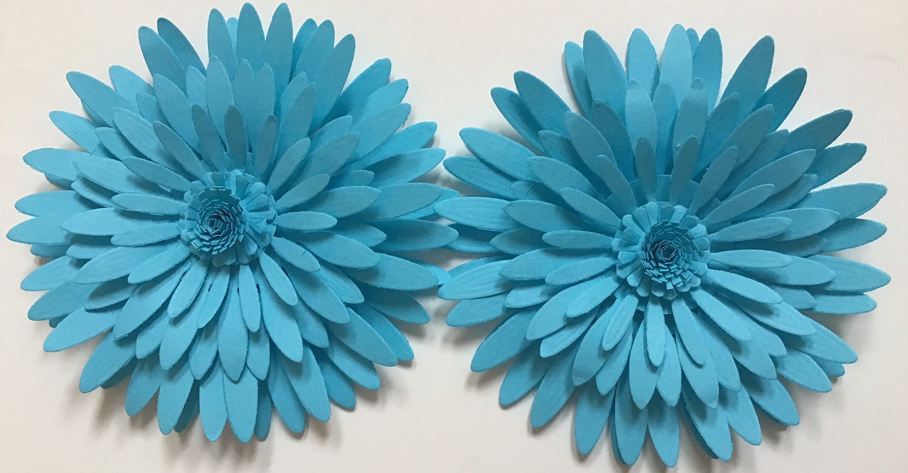 Paper Flowers Turquoise Mums 2 Pieces 4 Wedding Shower Party Birthday ...