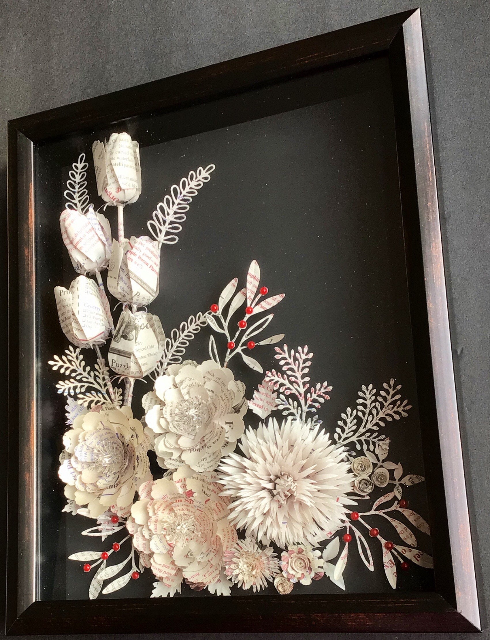 Flower Wall Art Handcrafted Vintage Roses Mum Paper Floral Arrangement ...