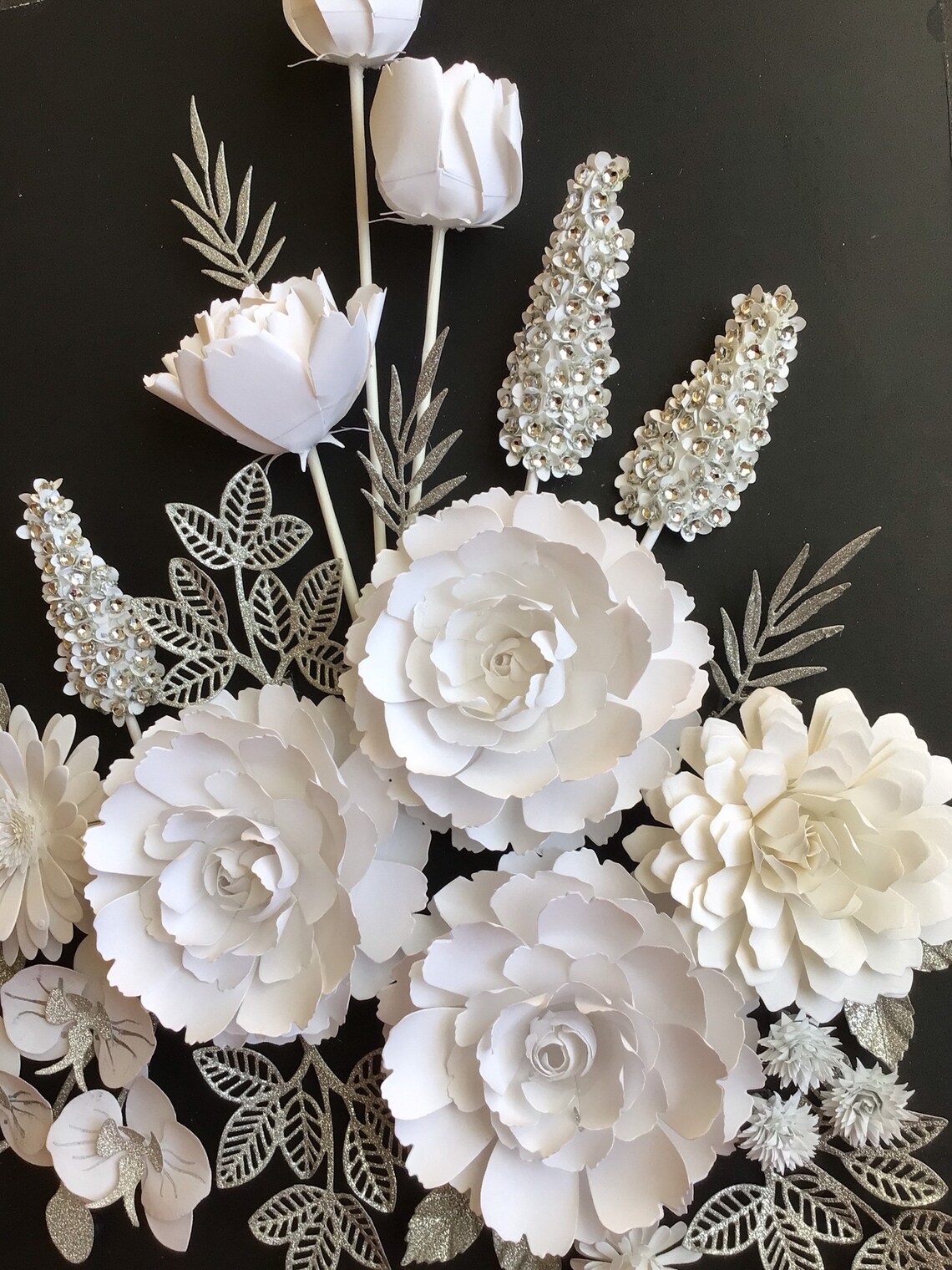 Wall Art Handcrafted Peonies Mum Orchids 3D Flower Floral Arrangement ...